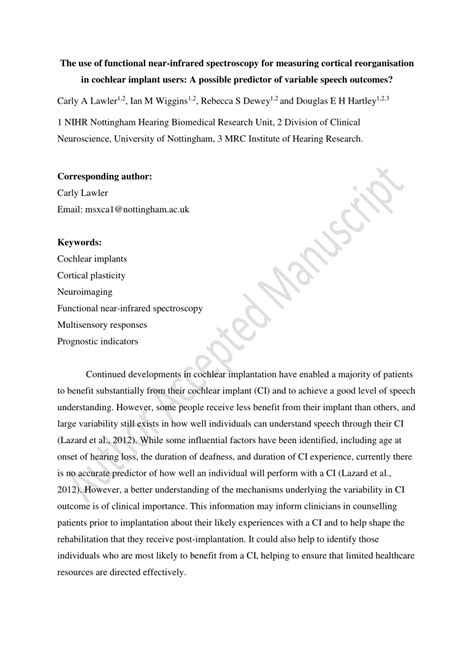 Pdf The Use Of Functional Near Infrared Spectroscopy For Measuring