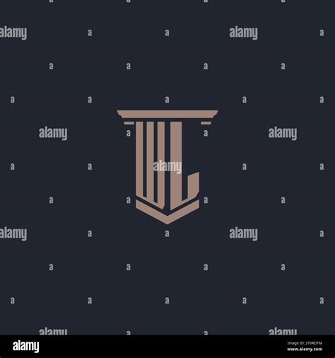 WL Initial Monogram Logo With Pillar Style Design Stock Vector Image