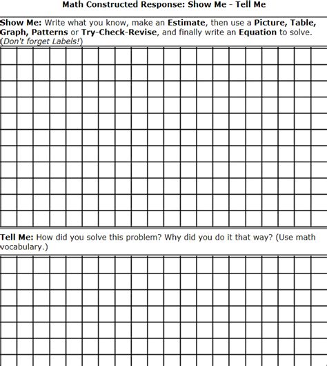 Math Constructed Response Show Me Tell Me The Teachers Cafe