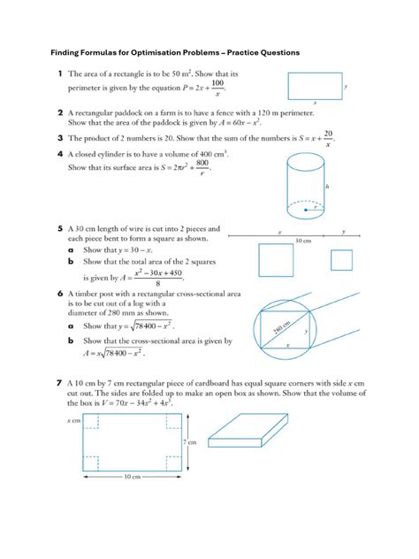 6 Finding Formulas For Optimisation Practice Pdf