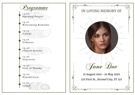 Funeral Programme Template Postermywall