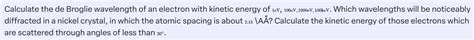 solved diffracted in a nickel crystal in which the atomic spacing is