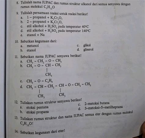 8 Tulislah nama IUPAC dan rumus struktur | StudyX