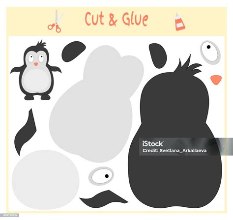 교육 종이 취학 전 어린이의 개발을 위한 게임 이미지와 종이에 접착제의 부분을 잘라 벡터 일러스트입니다 가 위와 접착제를 사용