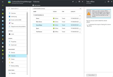 administración de volúmenes en storsimple virtual array microsoft learn