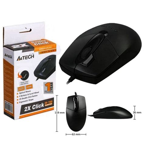 A TECH Optical Mouse Buttons Scroll Wheel X Double Click Button