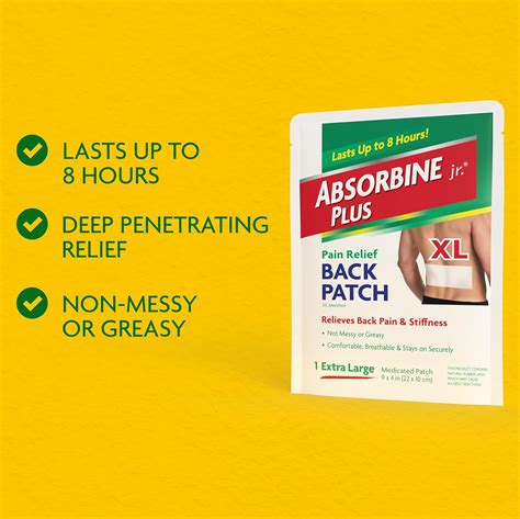 Buy Absorbine Jr Pain Relief Patches Extra Large Back Pain Patch With