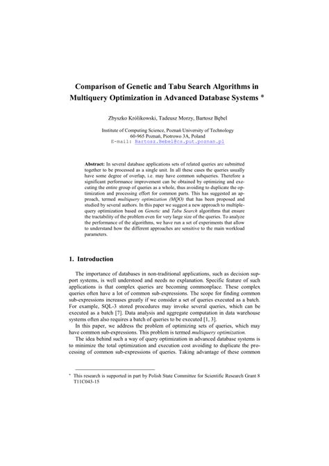 pdf comparison of genetic and tabu search algorithms in multiquery