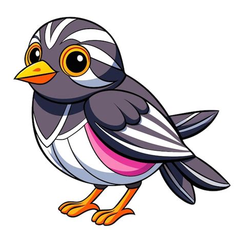 Blackpoll Warbler Bird Stands Vector Kawaii Premium Ai Generated Vector