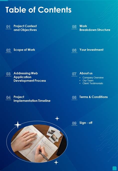 Computer Technology Project Proposal Table Of Contents One Pager Sample Exa