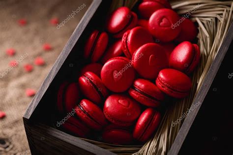 Dulces Galletas De San Valentín Macarrones Día De San Valentín Caja