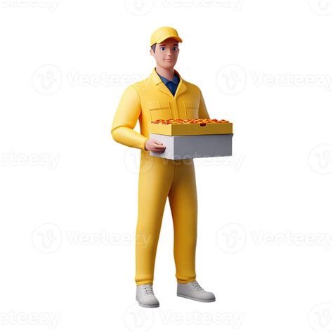 Pizza Delivery Guy Wearing Yellow Uniform 56575000 Png