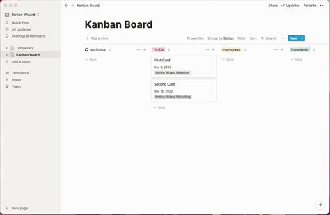 Notion Kanban Board Template Fitytalking