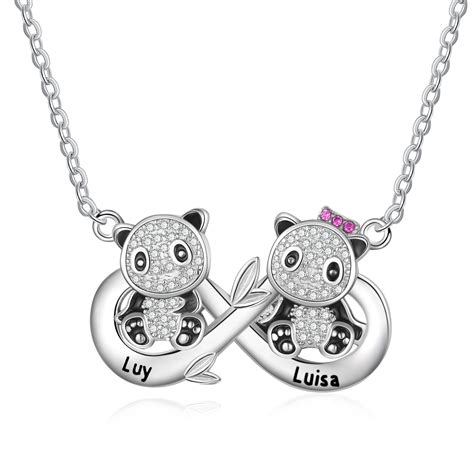 Kettenmachen Personalisierte 2 Namen Paar Panda Infinity Halskette 24 99