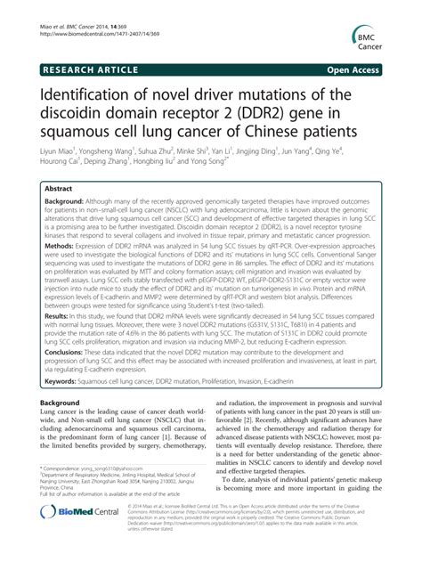 Pdf Identification Of Novel Driver Mutations Of The Discoidin Domain