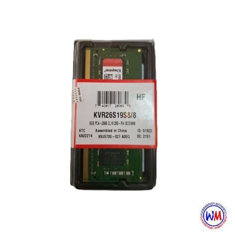 Kingston KVR26S19S8/8 8GB DDR4 2666Mhz Non ECC Memory RAM SODIMM ...