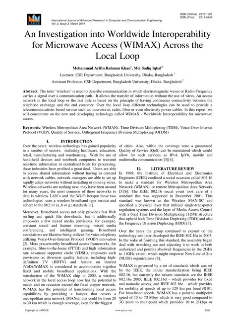 Pdf An Investigation Into Worldwide Interoperability For Microwave Access Wimax Across The