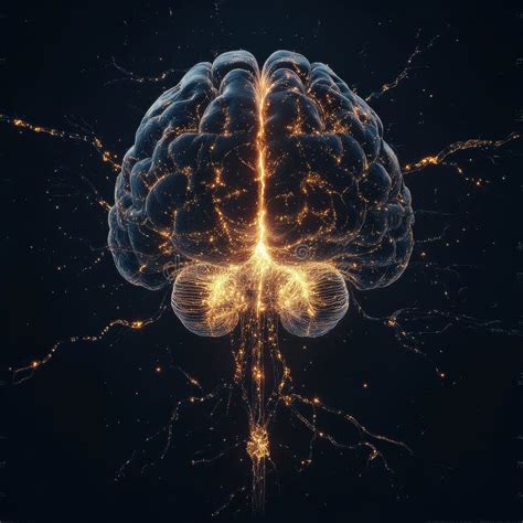 Scientific Depiction Brain Nervous System Emphasizing Glowing Neuron Pathways Electrical Pulses