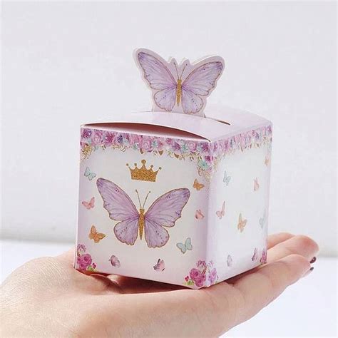 علب توزيعات بشكل فراشة بلون بنفسجي 10 حبات