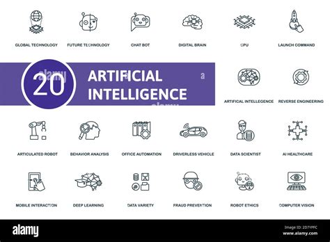 Artificial Intelligence Icon Set Collection Contain Digital Brain Cpu Future Technology