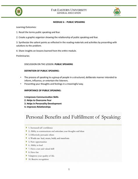 Module 6 Public Speaking General Education Module 6 Public