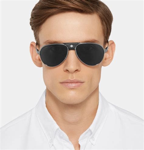 Cartier Eyewear Santos De Cartier Aviator Style Leather Trimmed