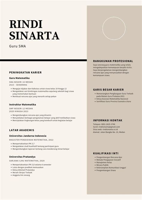 7 Contoh Cv Guru Yang Inspiratif Dan Lengkap