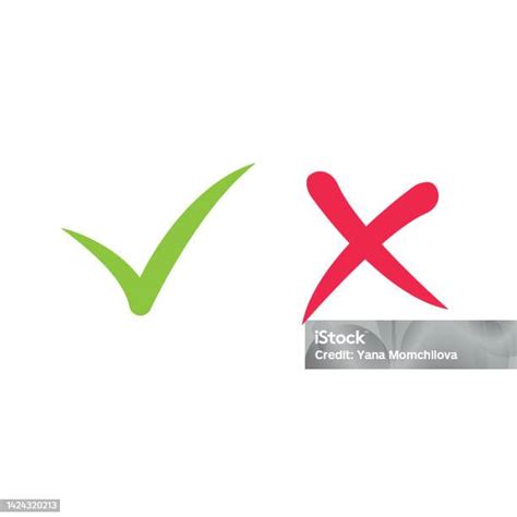 녹색과 빨간색으로 설정된 세련된 체크 표시 아이콘 벡터 일러스트레이션 실수에 대한 스톡 벡터 아트 및 기타 이미지 실수