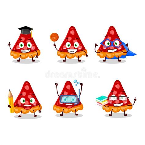 School Student Of Slice Of Strawberry Tart Cartoon Character With