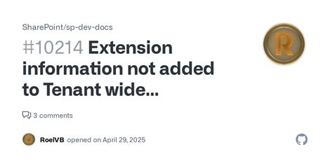 Extension Information Not Added To Tenant Wide Extensions · Issue 10214 · Sharepointsp Dev
