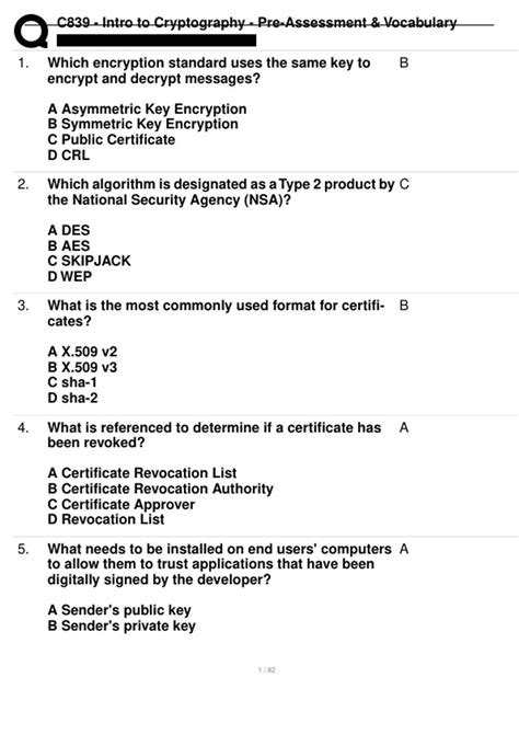 WGU C INTRO TO CRYPTOGRAPHY EXAM ACTUAL EXAM AND PRE ASSESSMENT EXAM COMPLETE