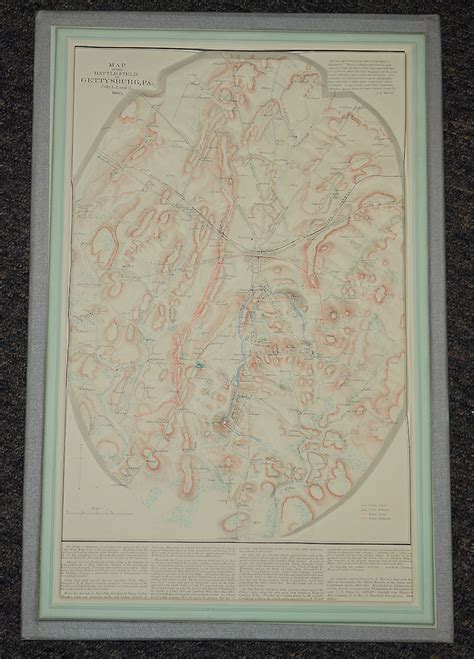 C1950s Topographical Relief Map Of Gettysburg — Horse Soldier