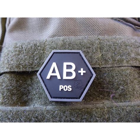 Нашивка JACKETS TO GO Blood Type Patch AB POS Hexagon BLACK SWAT