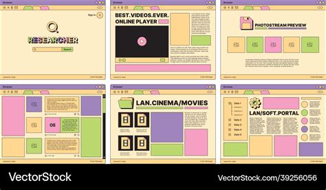 Retro Web Pages 80s Old Style Ui Template Vector Image