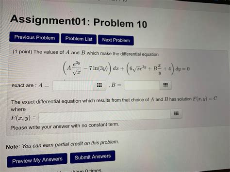Solved Assignment01 Problem 10 Previous Problem Problem
