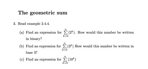Solved The Geometric Sumread Example 244a ﻿find An