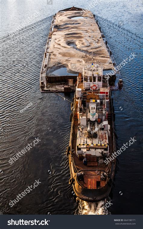 Tugboat Pushing Barge Sand Stock Photo Shutterstock