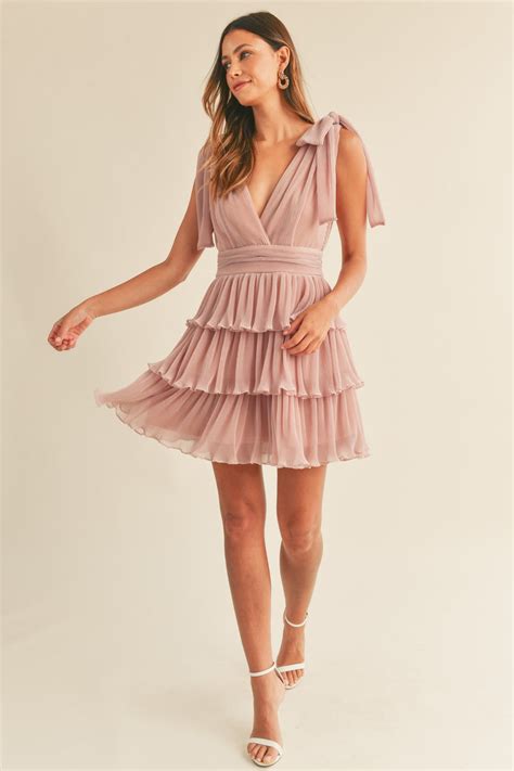 Selena Ruffle Tier Pink Mini Dress Thread Vine Boutique