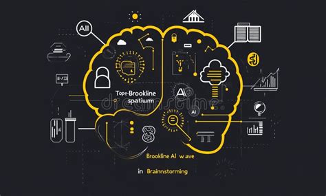 Ai Brainstorming Concept With Digital Brain And Various Icons Depicting