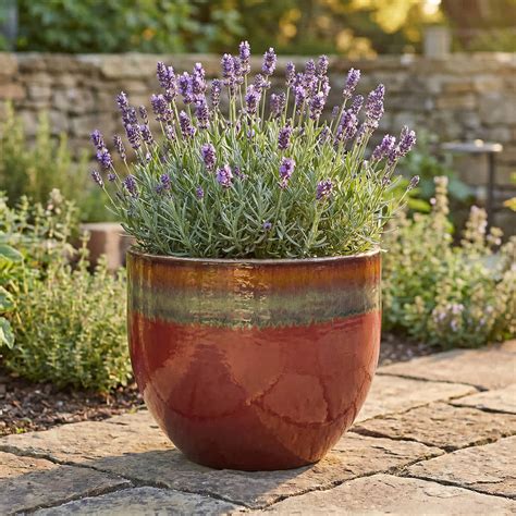 Luna Red Ceramic Outdoor Planter Medium