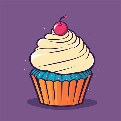 Groovy Cupcake Cartoon Illustration Design 42887800 Vector Art At Vecteezy