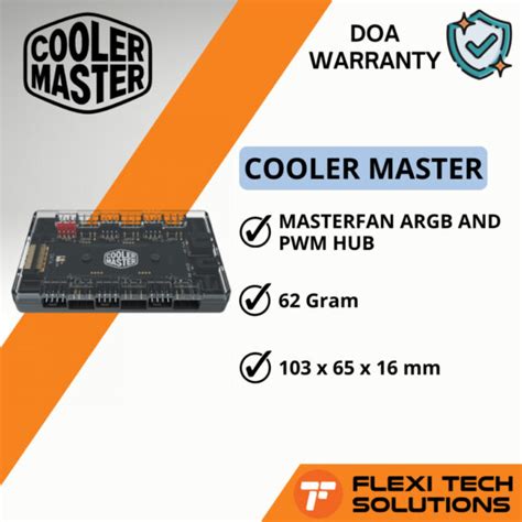 COOLER MASTER MasterFan ARGB And PWM HUB 6 PWM Fan Ports 4pin Flexi Tech