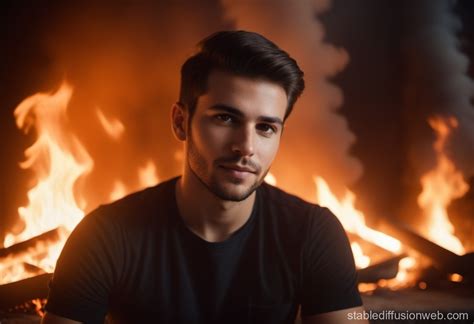 Engineer Amidst Flaming Coding Scene Stable Diffusion Online