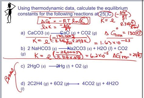 solved using thermodynamic data calculate the equilibrium