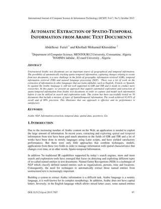 Automatic Extraction Of Spatio Temporal Information From Arabic Text