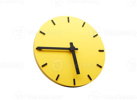 3d Simple Yellow Round Wall Clock Five Forty Five Quarter To 6 3d