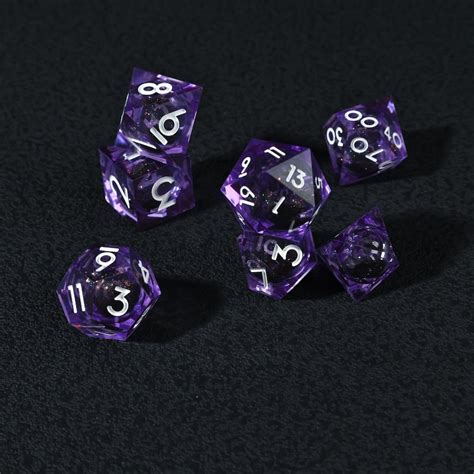 Handcrafted Purple Dnd Dice Liquid Core Dice Set Dungeons And