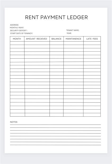 Rent Payment Ledger Rent Payment Tracker Rental Payment Log Rental