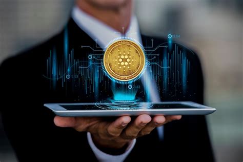 Premium Photo Cardano Blockchain Platform With Tablet