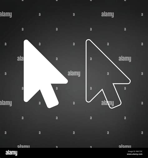 White Cursor Icon Vector Illustration Isolated On Modern Black Background Stock Vector Image